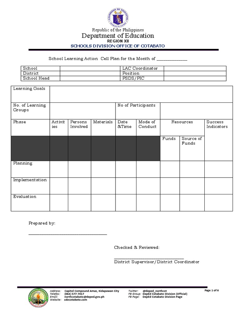 LAC Templates | PDF | Learning | Cognition