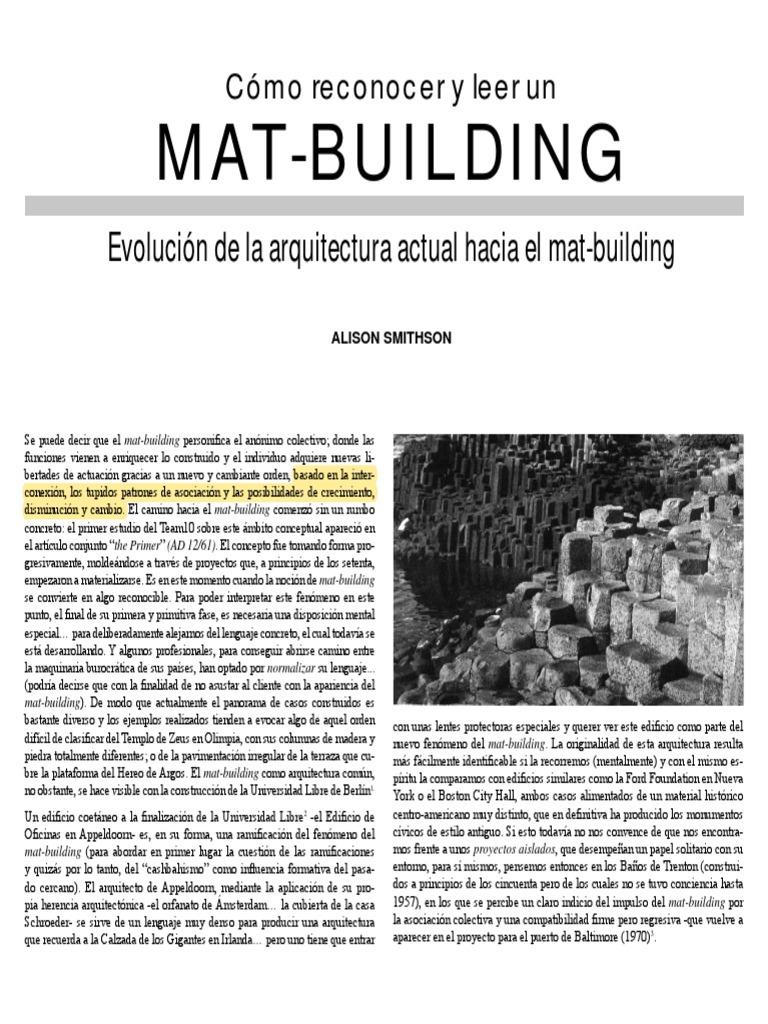 Como Reconocer y Leer Un Mat-Building - Alison Smithson | PDF
