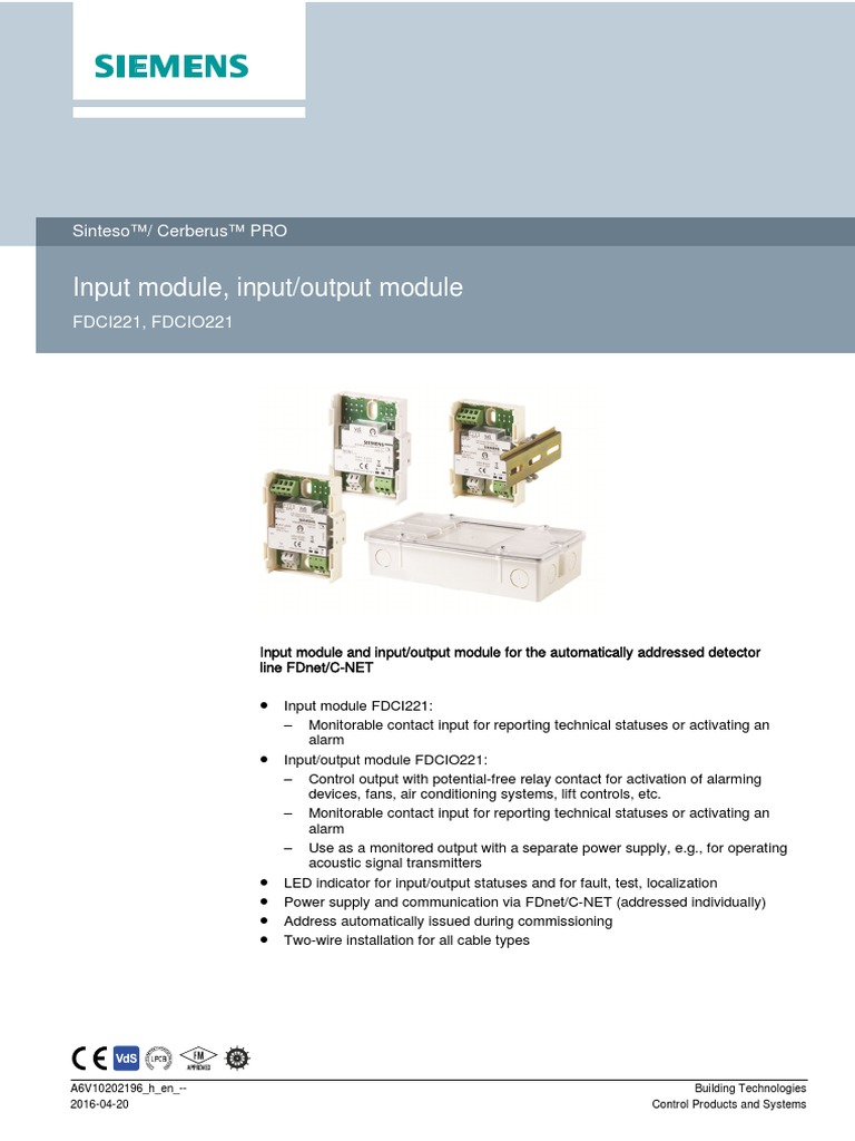 Fdci221-Fdcio221 A6v10248337 | PDF | Detector (Radio) | Relay