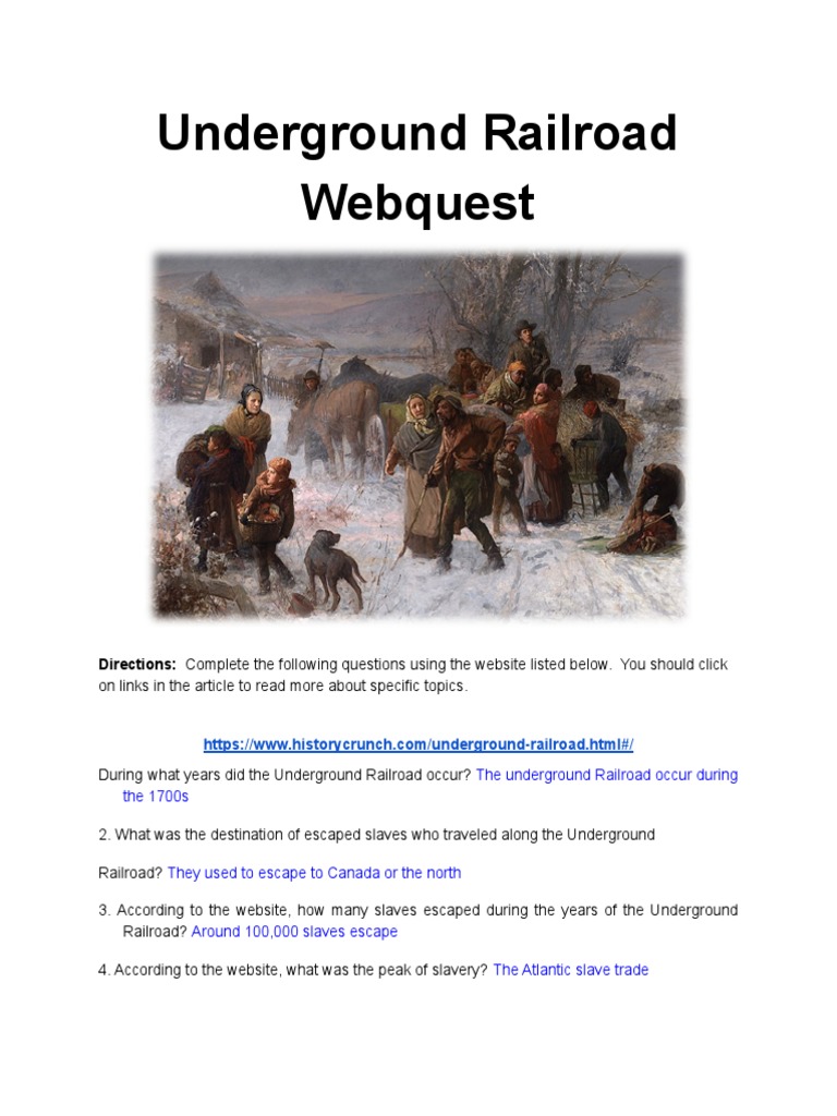 Underground Railroad Webquest | PDF | Underground Railroad | Fugitive ...