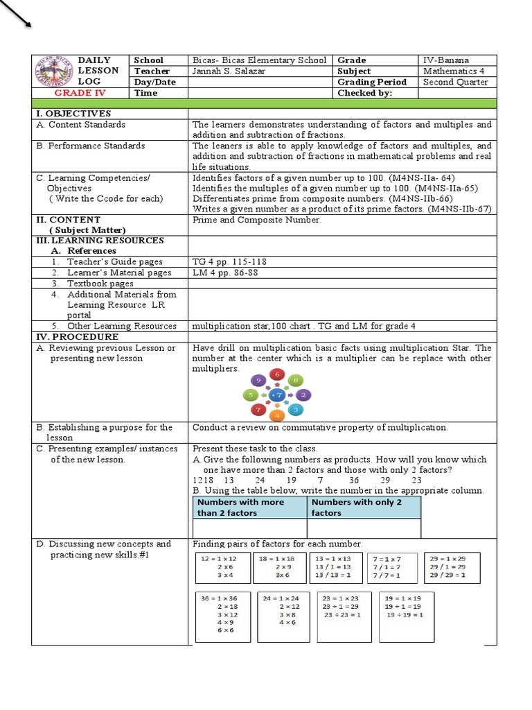 DLL Math Second Quarter 1 | PDF | Learning | Multiplication