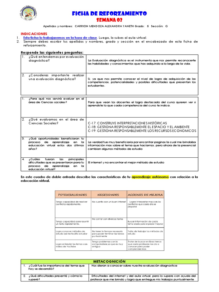 Ficha de Reforzamiento CCSS | PDF