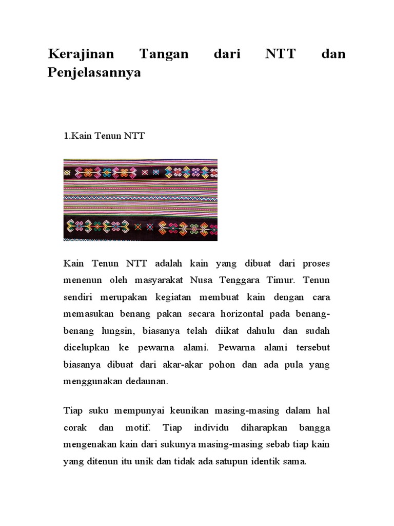 Kerajinan Tangan NTT | PDF
