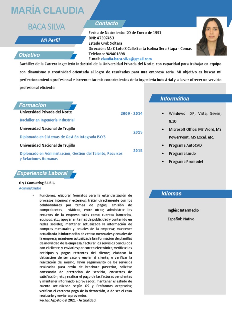 CV - Claudia Baca Silva | PDF | Microsoft Office | Microsoft
