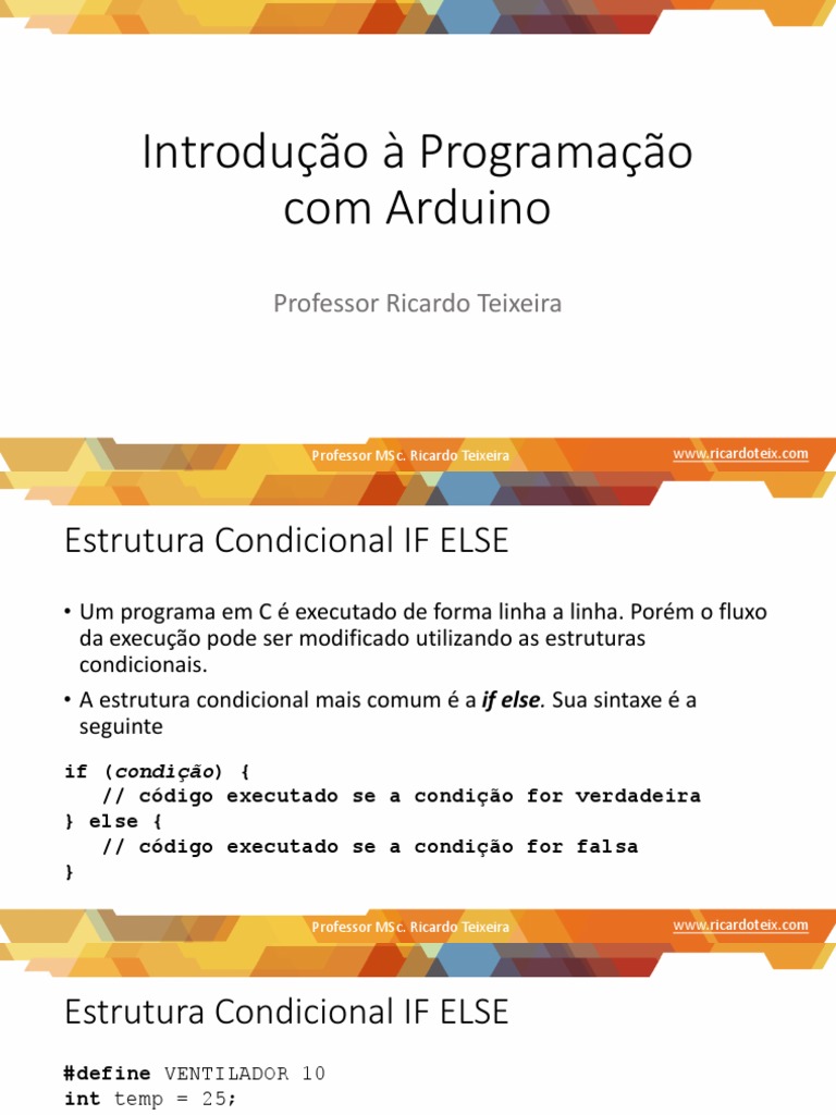 13-Estrutura Condicional IF ELSE | PDF | Arduino | Programas
