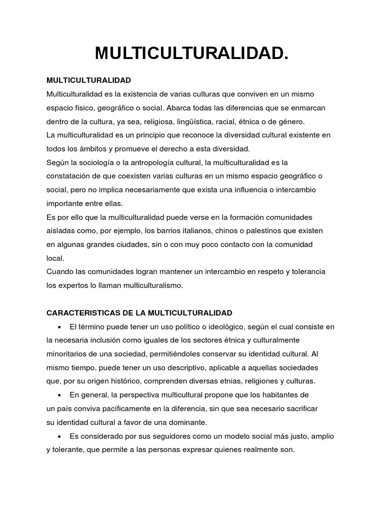 Multiculturalidad | PDF | Multiculturalismo | México