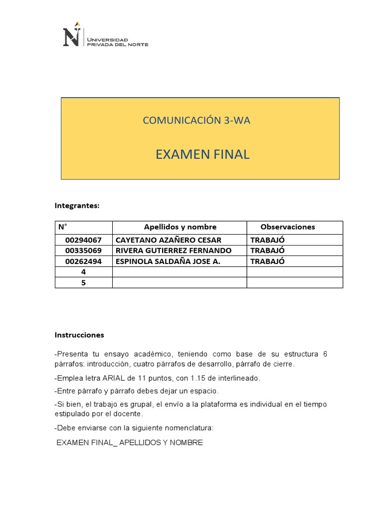 Examen Final - Comu 3 - Wa | PDF | Corrupción política