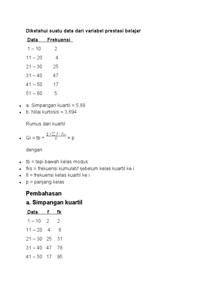 Diketahui Suatu Data Dari Variabel Prestasi Belajar | PDF
