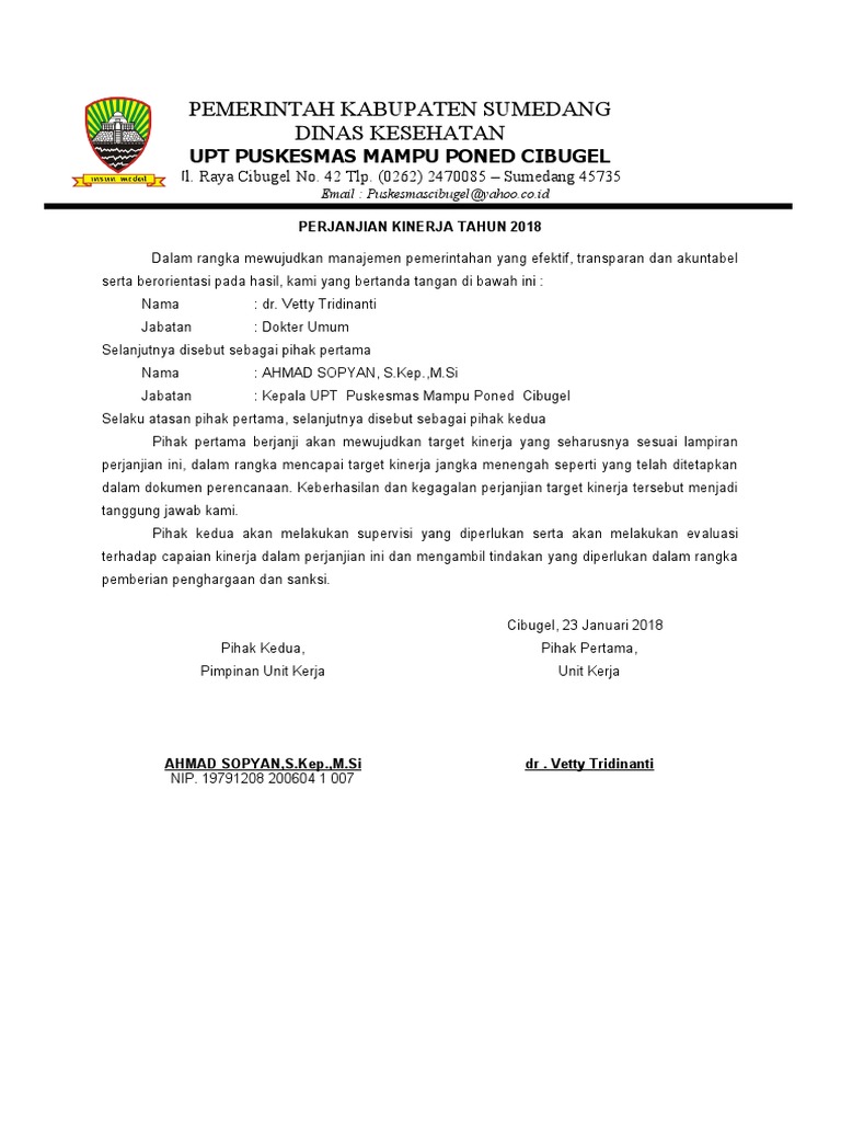 Contoh Perjanjian Kinerja Dokter Pdf