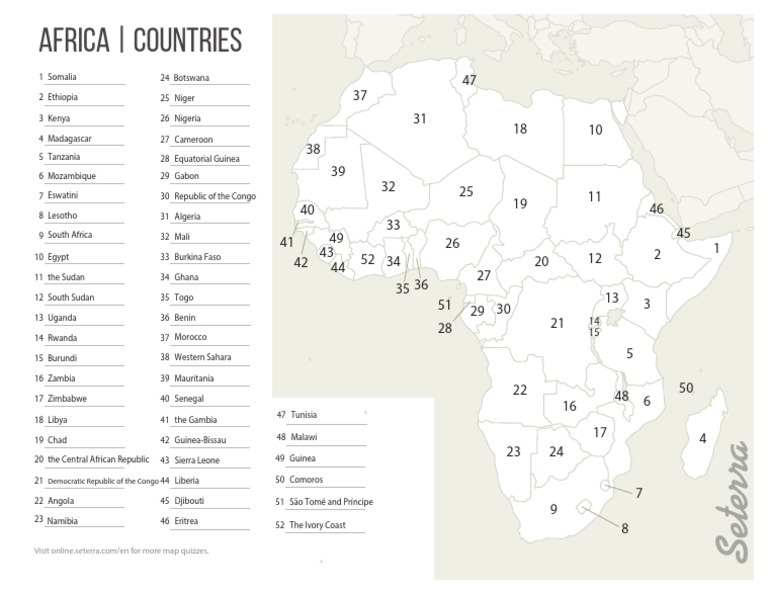 Africa Countries Quiz Key | PDF | Africa