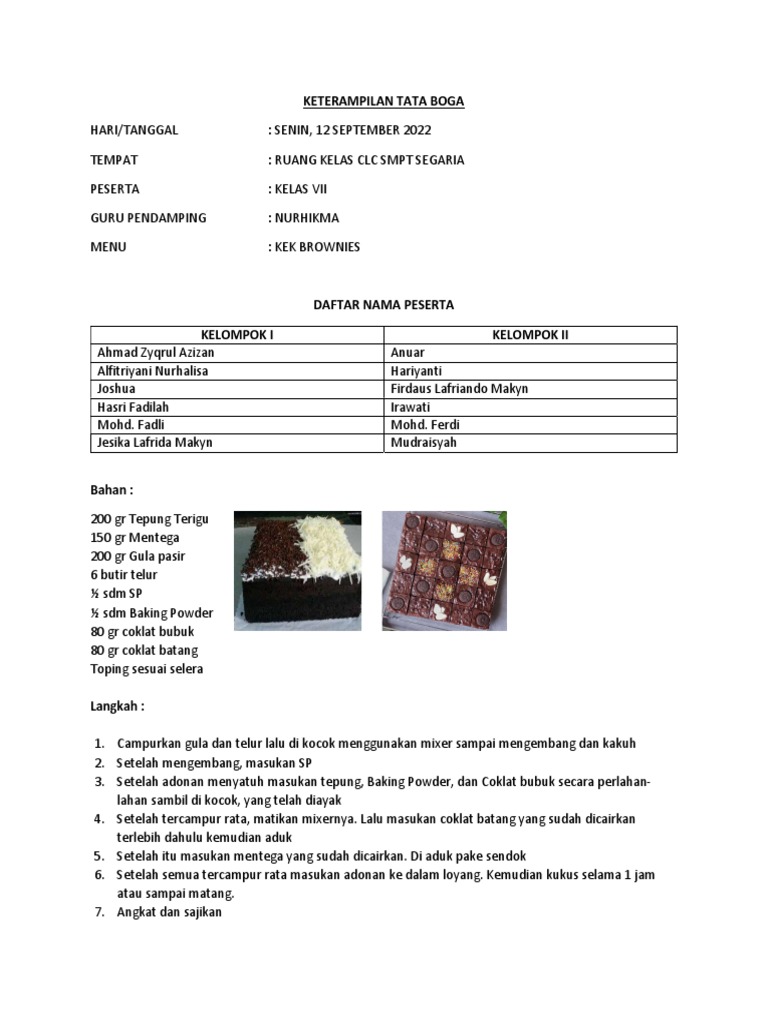 Keterampilan Tata Boga Kelas 7 Sesi 1 | PDF