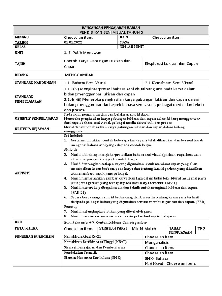 Si Putih Menawan RPH SENI | PDF