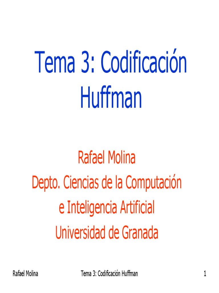 T3 Codigo de Huffman | PDF | Compresión de datos | Algoritmos y ...