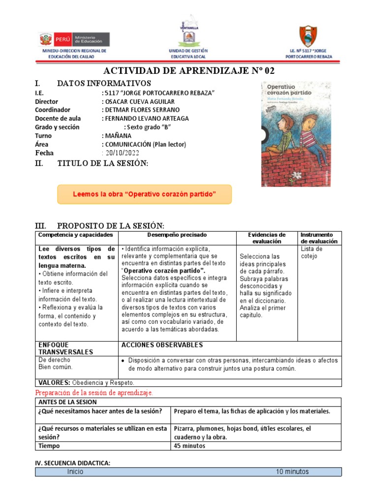 Sesión Plan Lector Día 17 | PDF | Evaluación | Aprendizaje