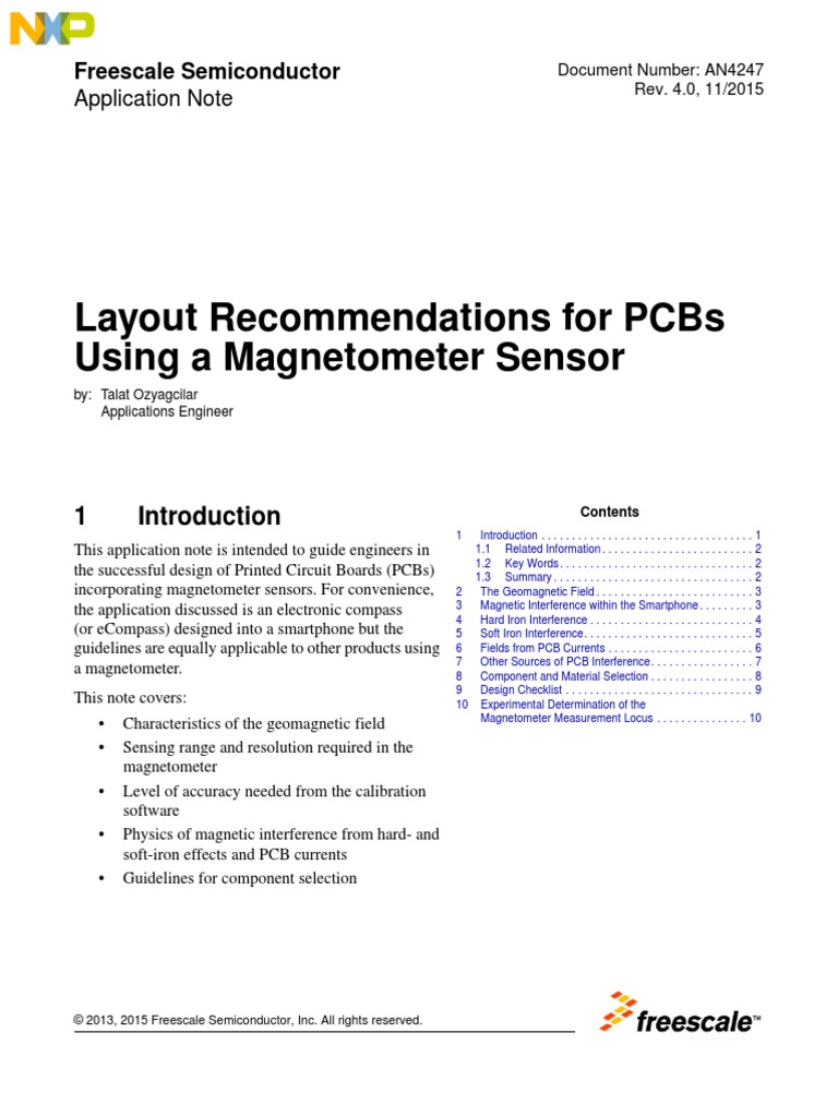 AN4247, Layout Recommendations For PCBs Using A Magnetometer Sensor ...