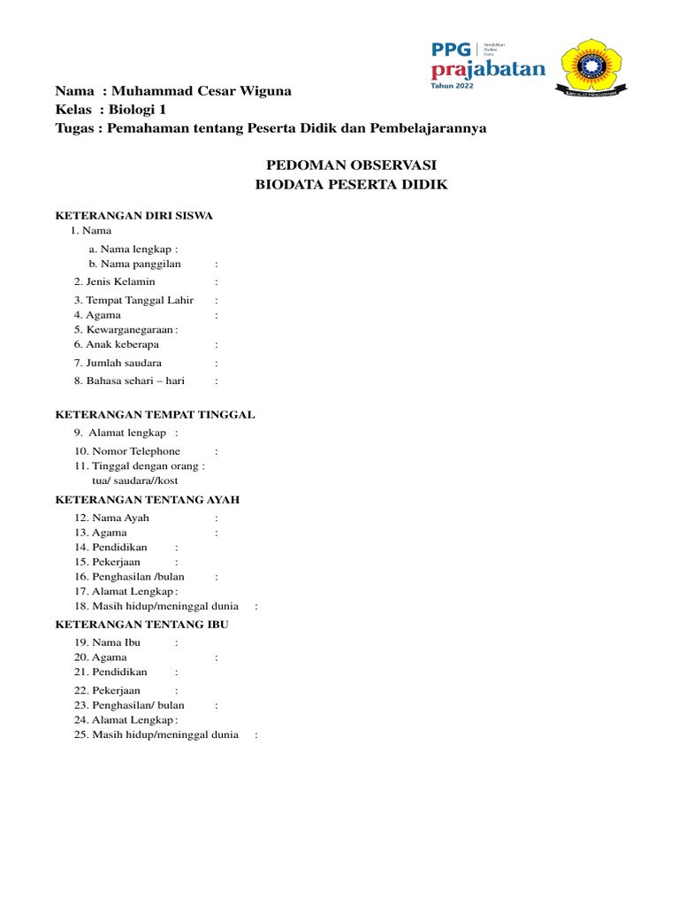Observasi Karakteristik Peserta Didik | PDF | Karier & Perkembangan ...