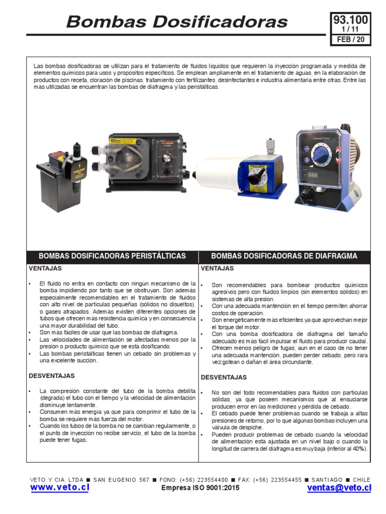 Bombas Dosificadoras: WWW - Veto.cl Ventas@veto - CL | PDF | Bomba ...