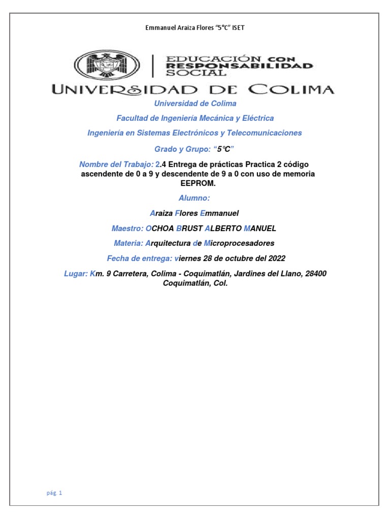 Contador con EEPROM en ATMega328P | PDF | Microcontrolador | Programa ...