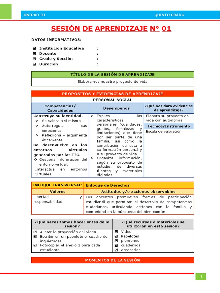 Sesiones de Aprendizaje - Unidad Didáctica III 5TO | PDF | Aprendizaje | Método de enseñanza