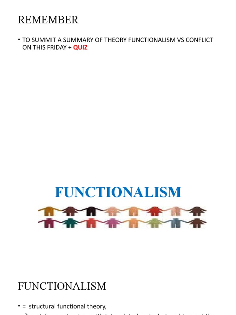 Functionalism Vs Conflict Pdf Sociology Society