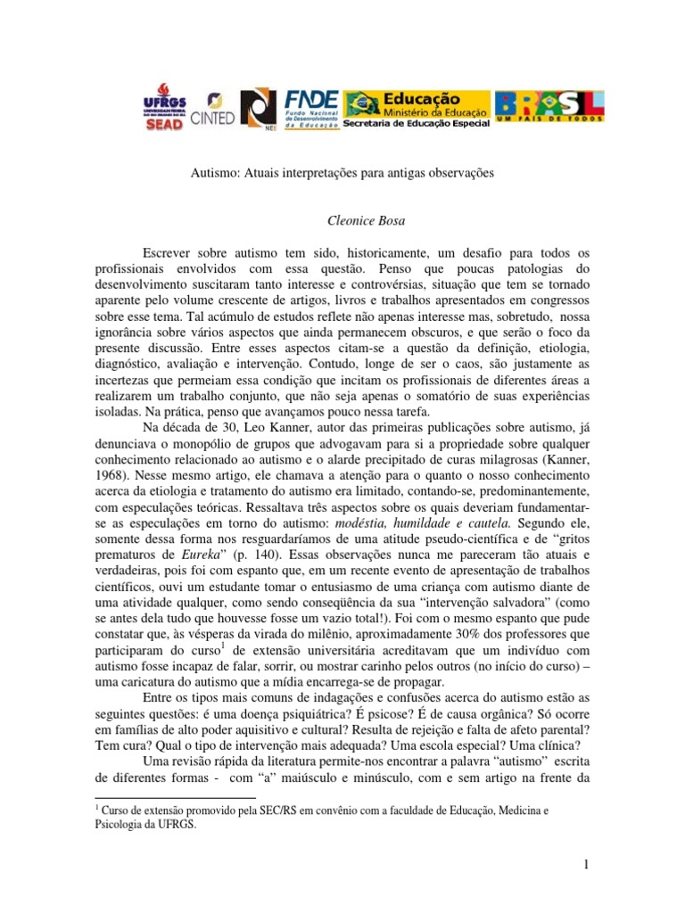 Autismo: Kanner e Asperger em Foco | PDF | Autismo | Síndrome de Asperger