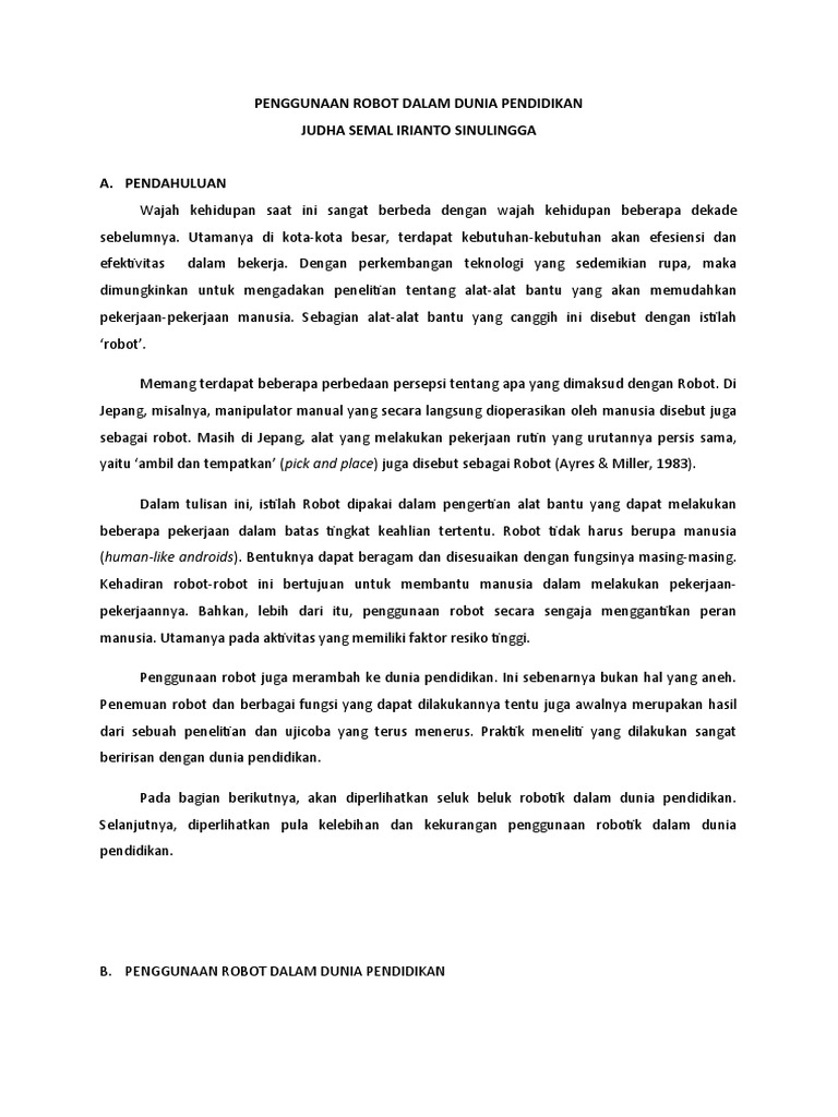 Robotik dalam Pendidikan dan Pembelajaran | PDF