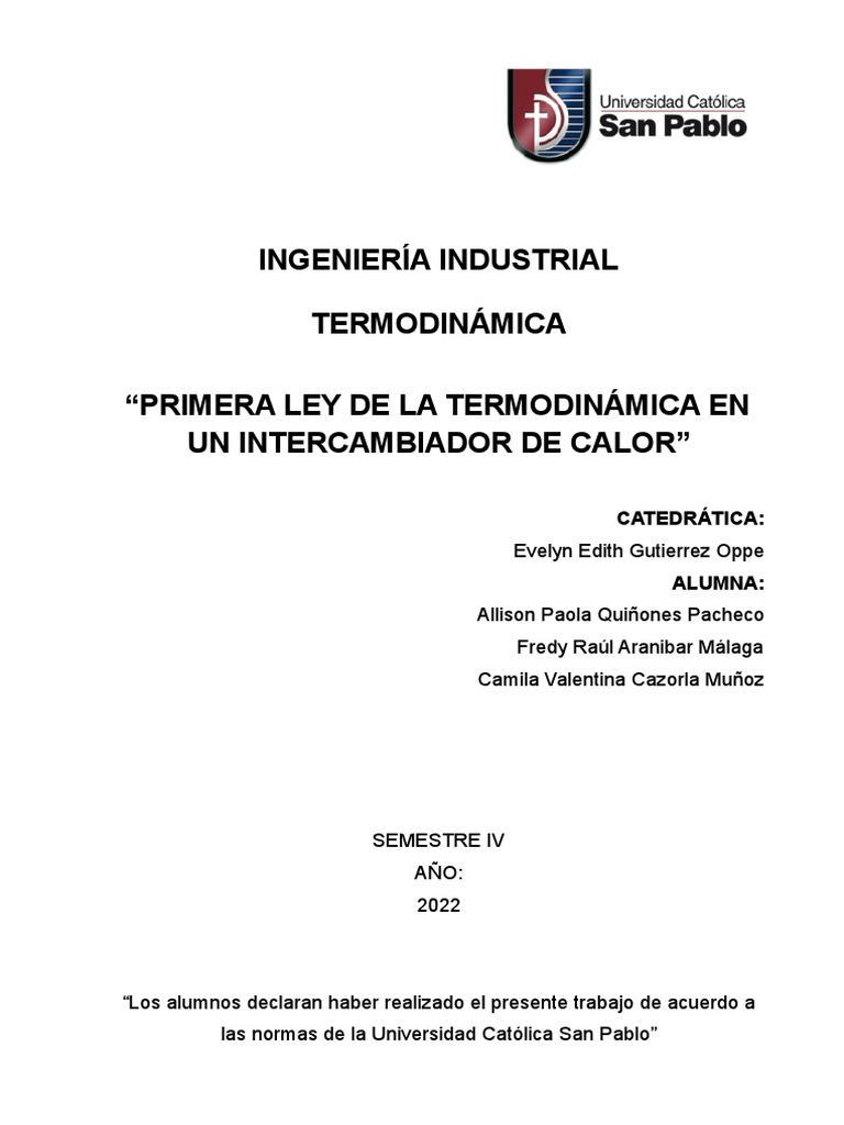 Guia de Prácticas Termodinámica Intercambiador de Calor | PDF | Intercambiador de calor | Calor