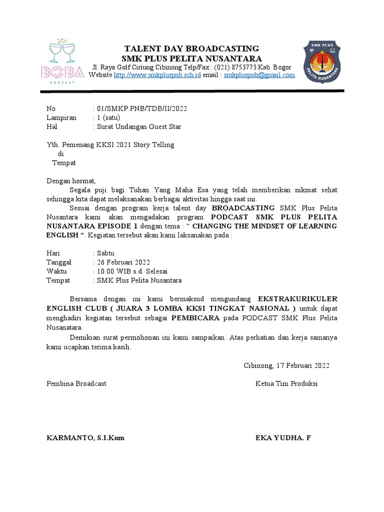 Surat Undangan Guest Star Revisi 2 | PDF