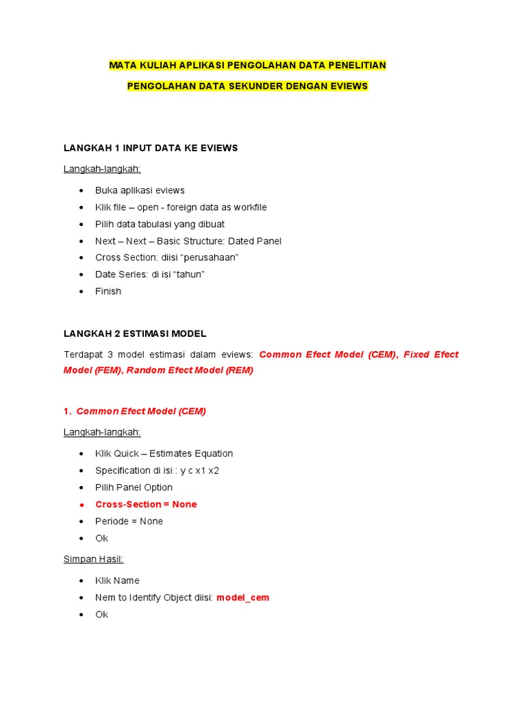 Langkah Uji Eviews | PDF