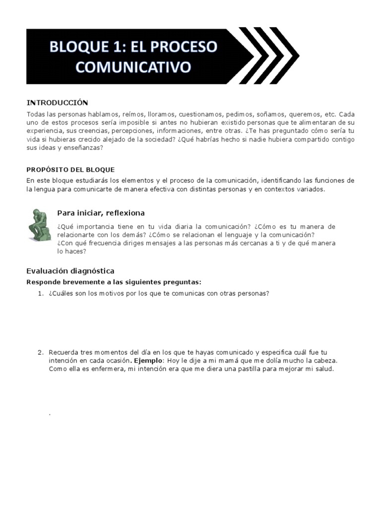 Bloque 1 y 2 | PDF | Comunicación | Pensamiento
