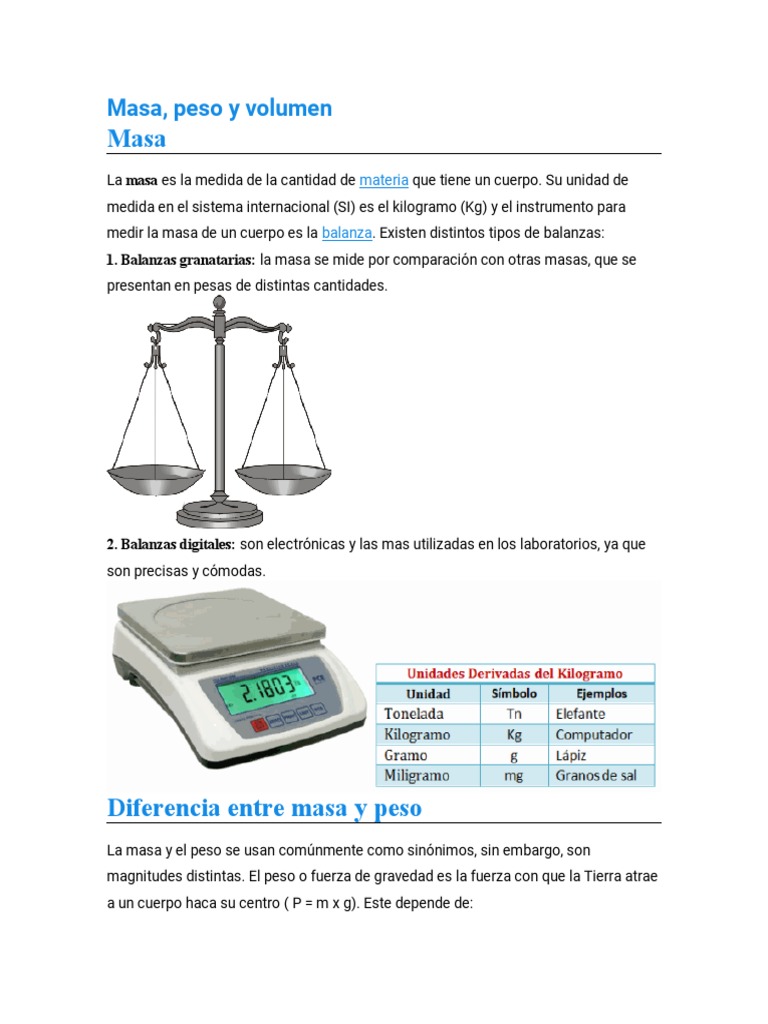 Masa, Volumen y Temperatura: Conceptos Clave | PDF | Temperatura | Masa