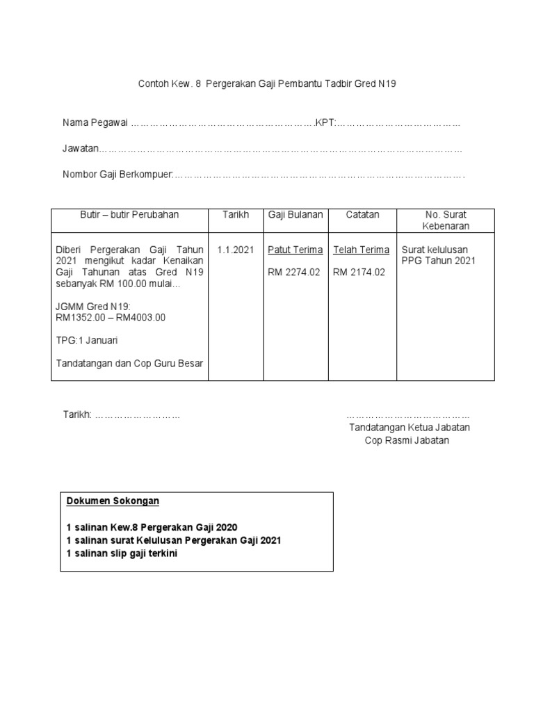 Contoh Kew 8 PG2021 | PDF