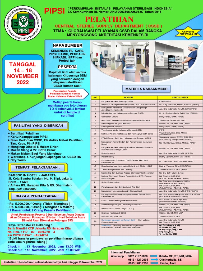 Brosur Pelatihan CSSD 2022 | PDF