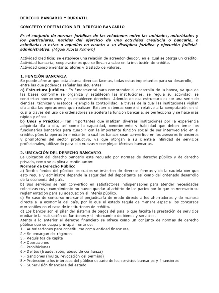 Concepto y Definicion Del Derecho Bancario | PDF | Bancos | Institución