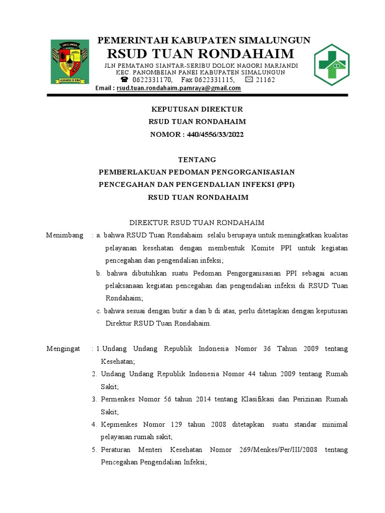 SK Pemberlakuan Pedoman Pengorganisasian Ppi 2022 | PDF