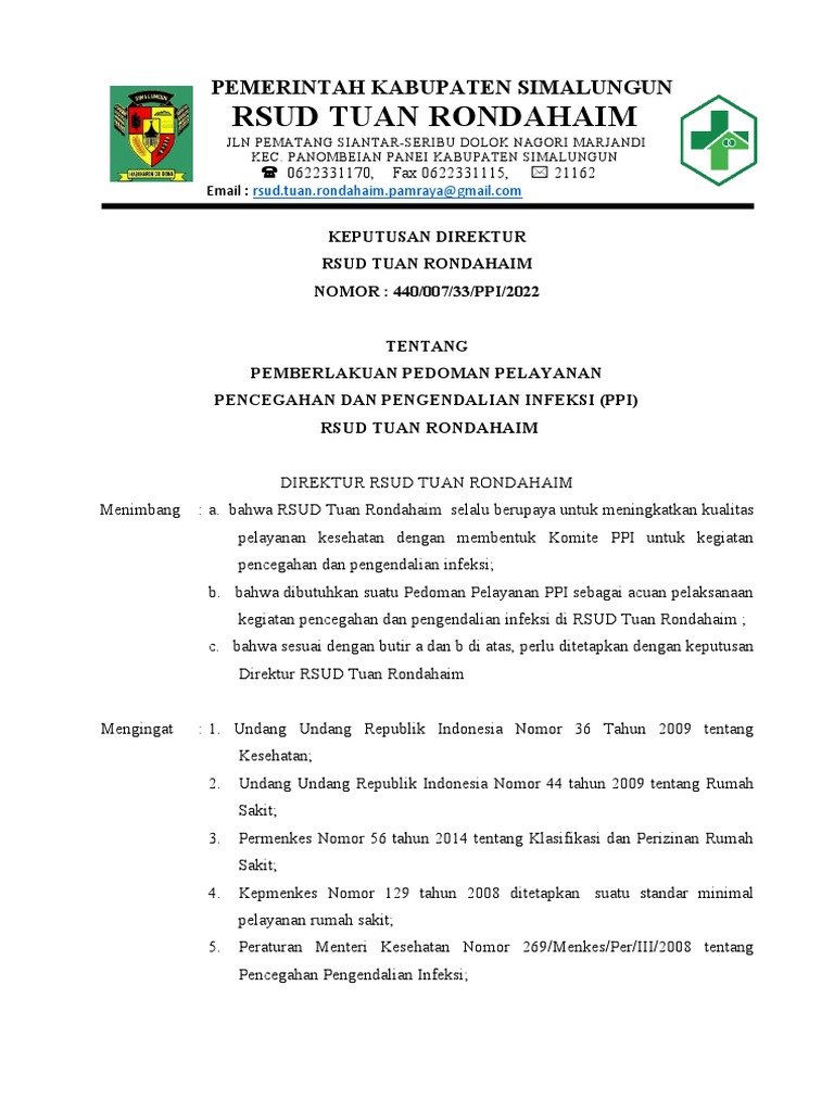 SK Pemberlakuan Pedoman Pelyanan Ppi | PDF