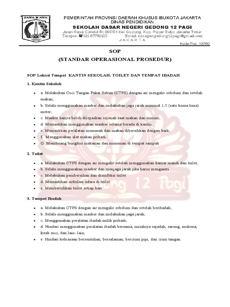 Sop Kantin Sekolah | PDF