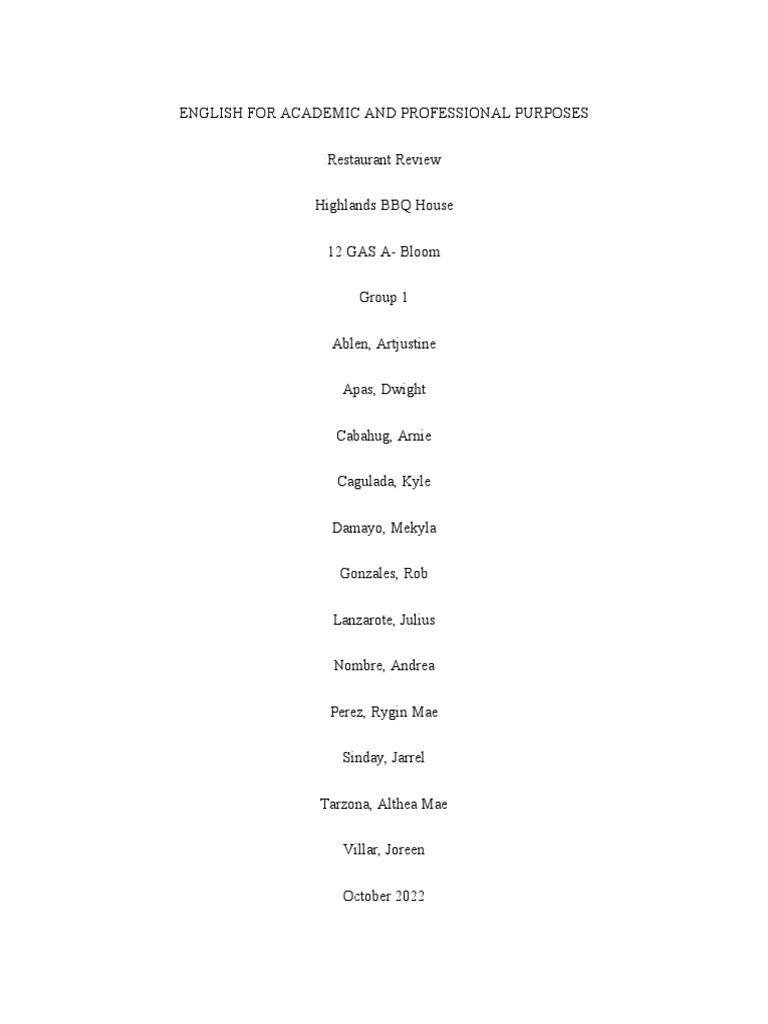 English For Academic Purposes Program | PDF | Foods | Cuisine