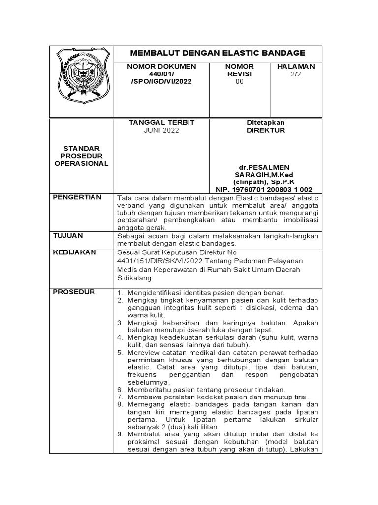 SOP 51. Membalut Dengan Elastic Bandage | PDF