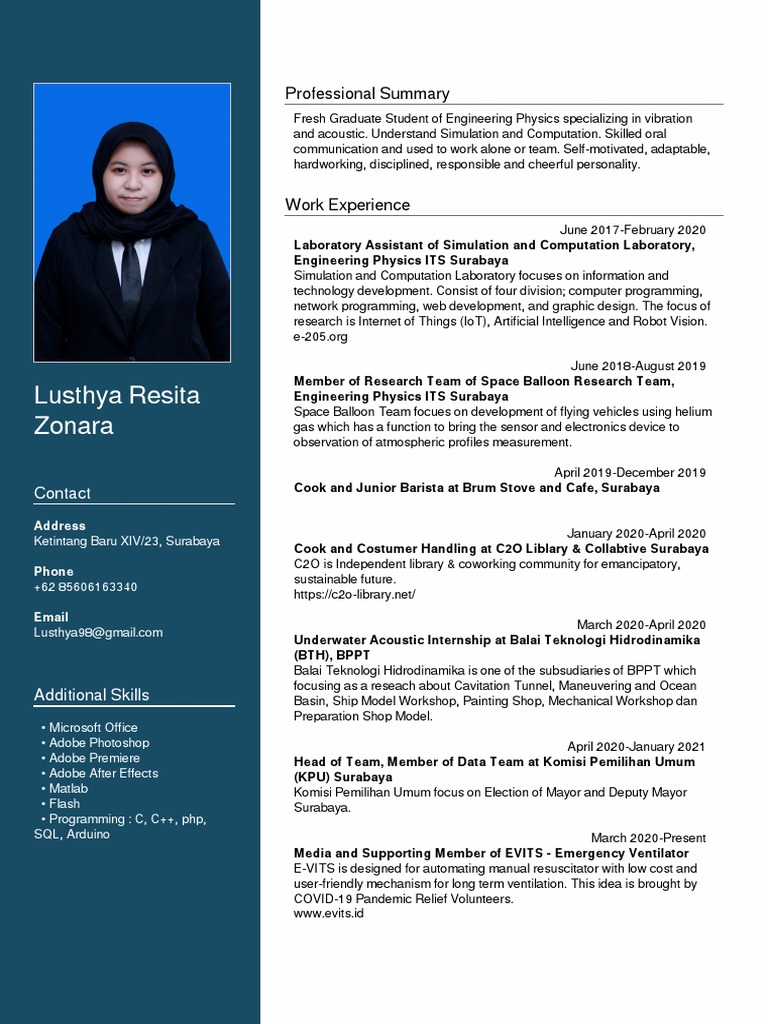 Lusthya Resita Zonara CV | PDF | Internet Of Things | Engineering