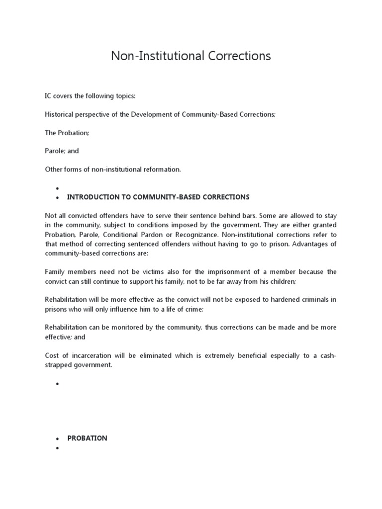 Non Institutional Correction (CA2) Notes by Padel | PDF | Pardon ...