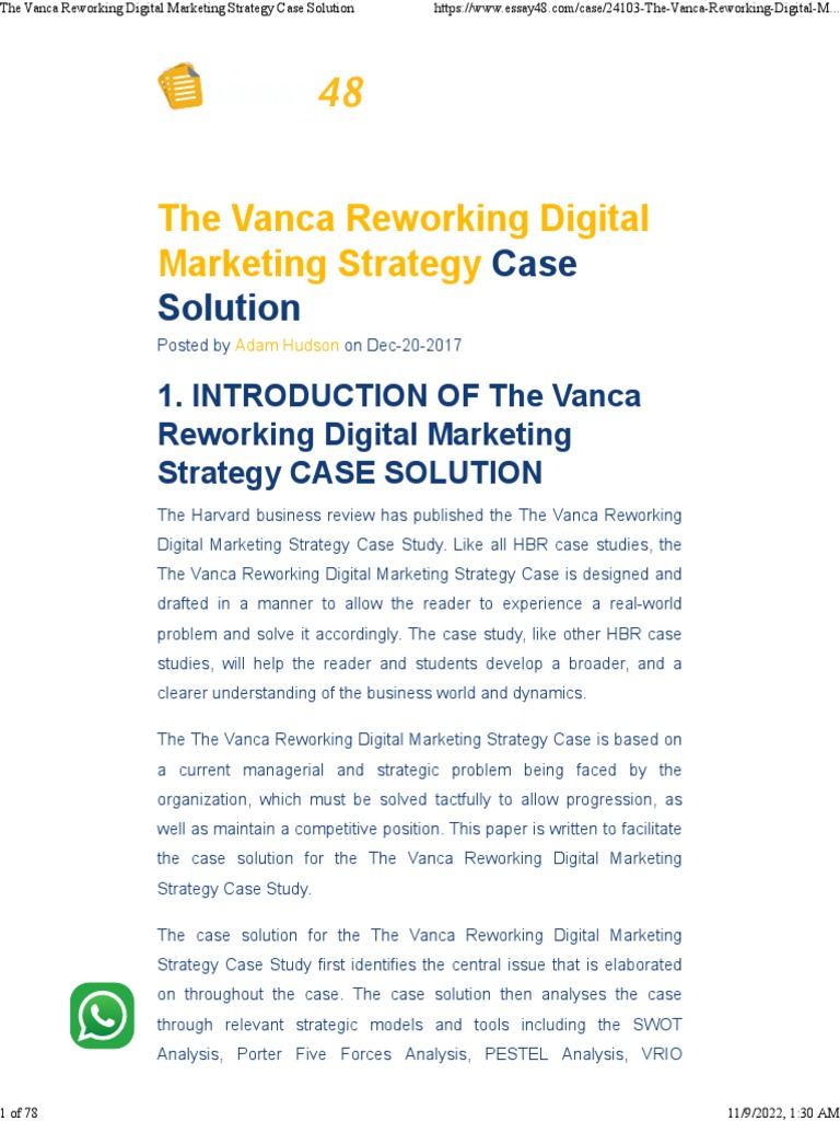02.3. The Vanca Reworking Digital Marketing Strategy Case Solution | PDF