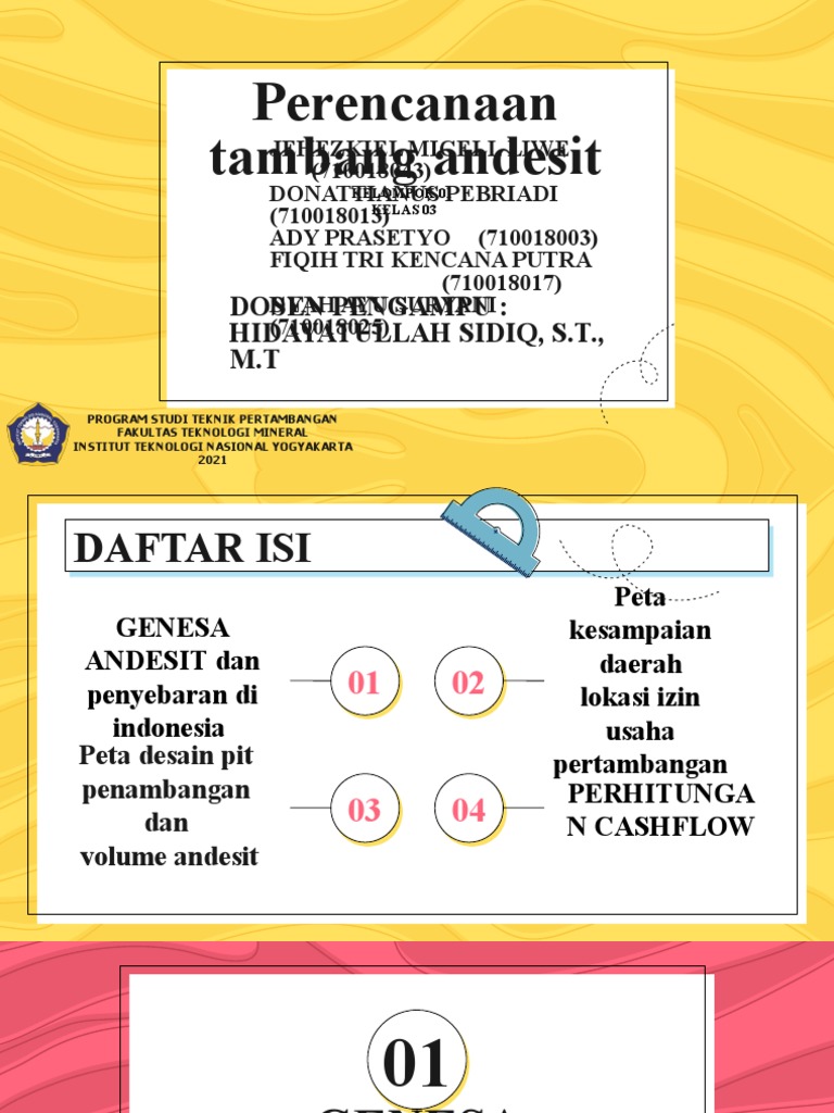 Presentasi Perencanaan Tambang Andesit Kelompok 01 Kelas 03 | PDF