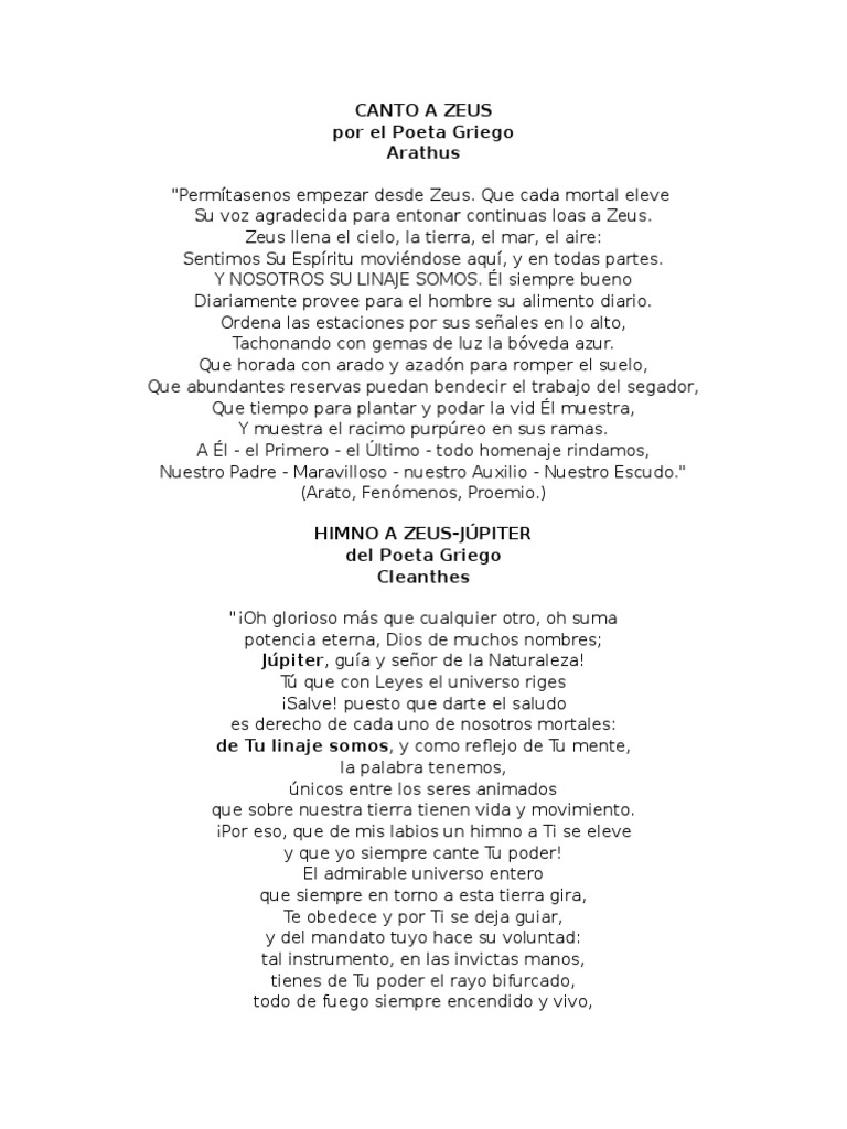 Canto A Zeus | PDF | Zeus