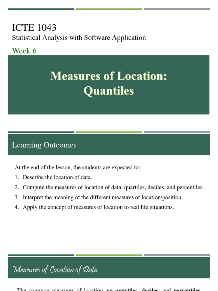 6 Measures Of Location Pdf Percentile Quartile