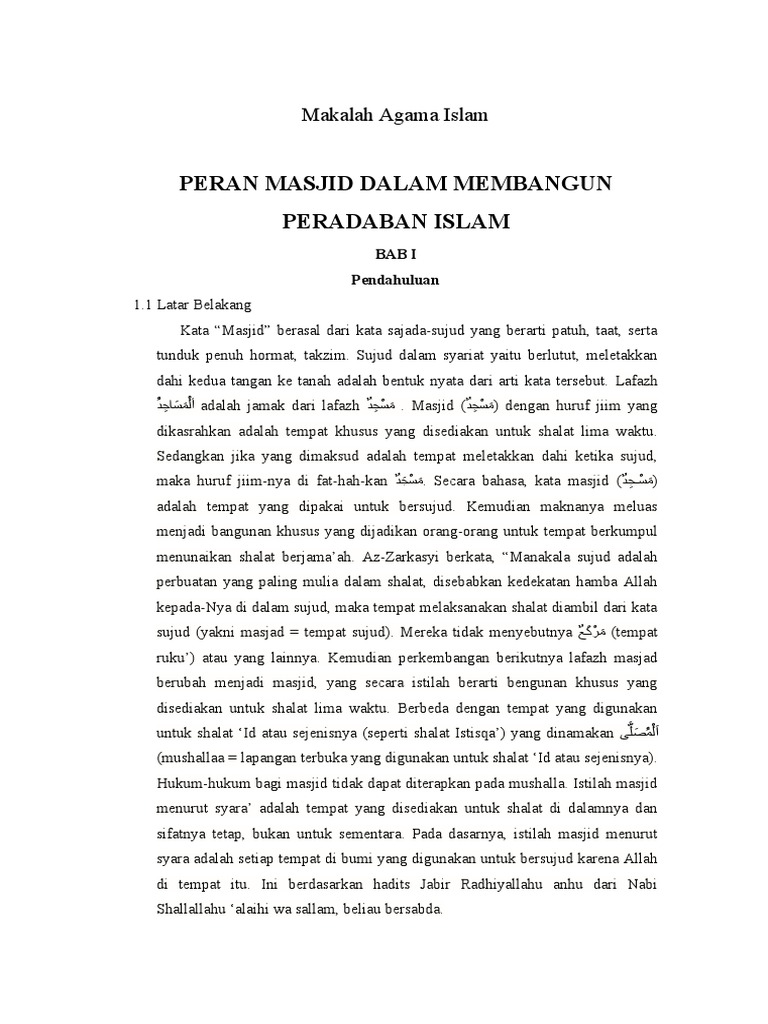Peran Masjid Dalam Membangun Peradaban Islam Pdf