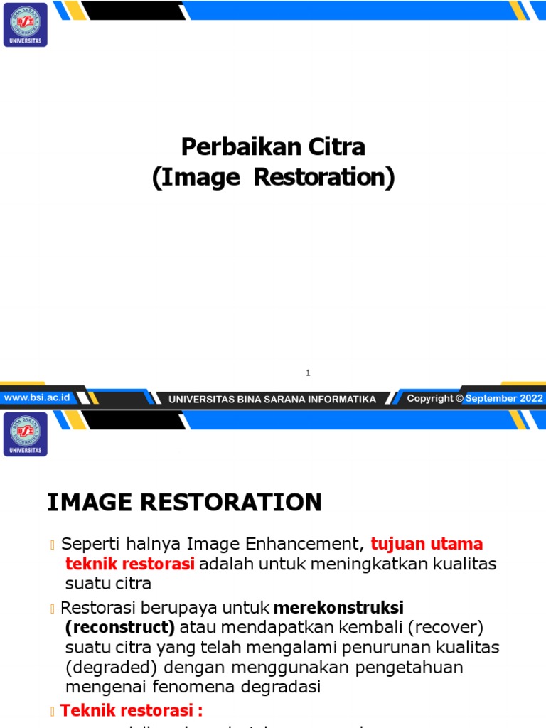 Perbaikan Citra (Image Restoration) | PDF