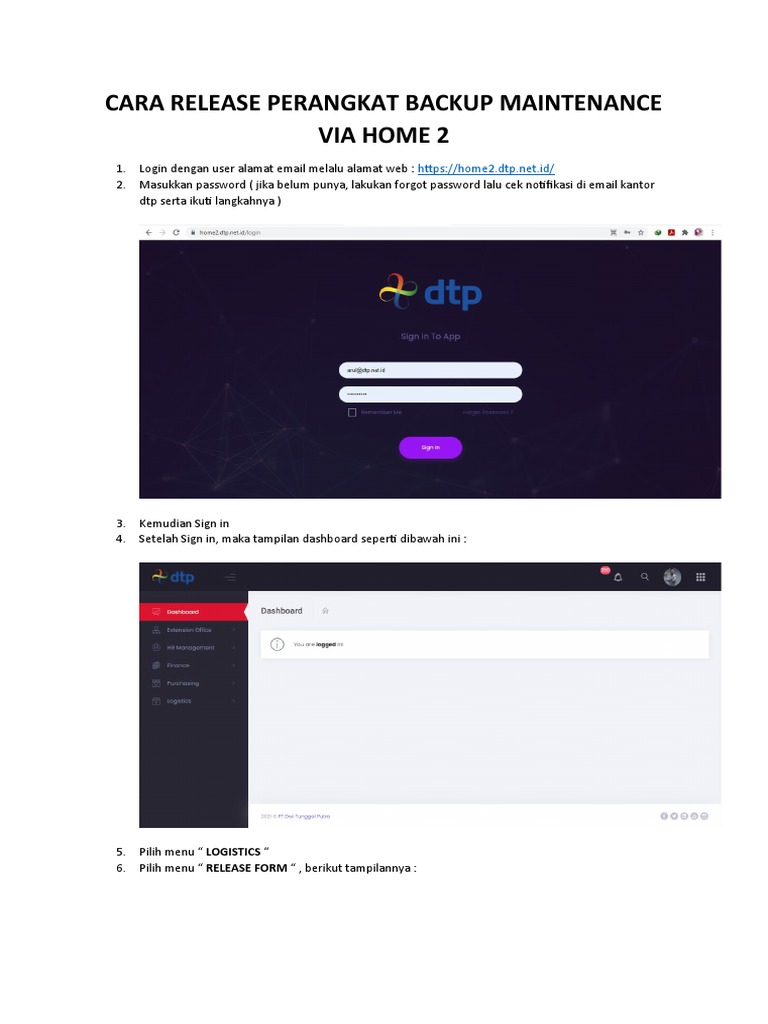 Cara Release Perangkat Backup Maintenance Via Home 2 | PDF