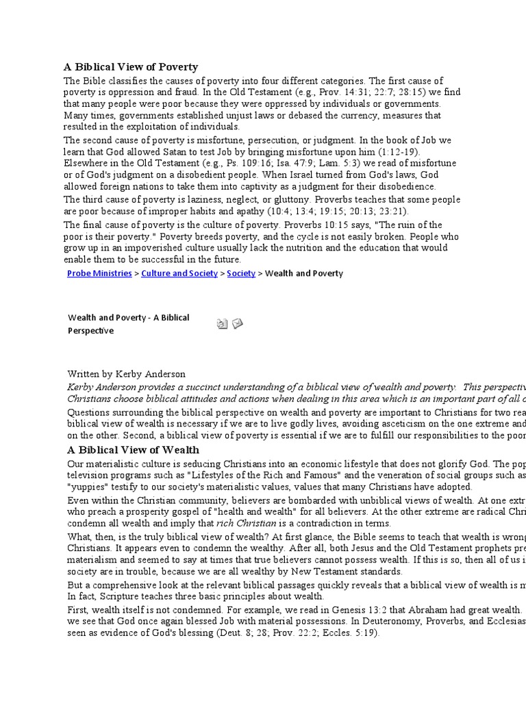 A Biblical View of Poverty | PDF | Bible | Poverty