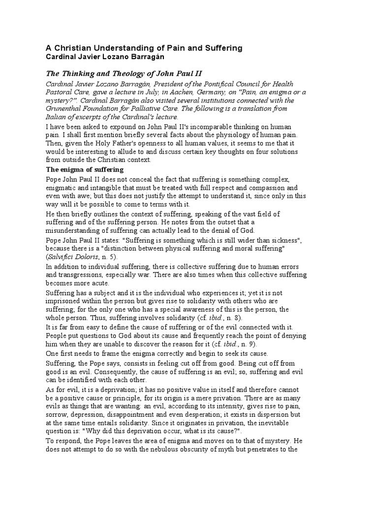 A Christian Understanding of Pain and Suffering | PDF | Jesus | Trinity